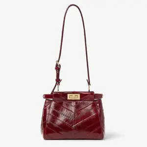 Fendi My Peekaboo Xs Burgundy Inlaid Hagfish Leather Bag - [red]